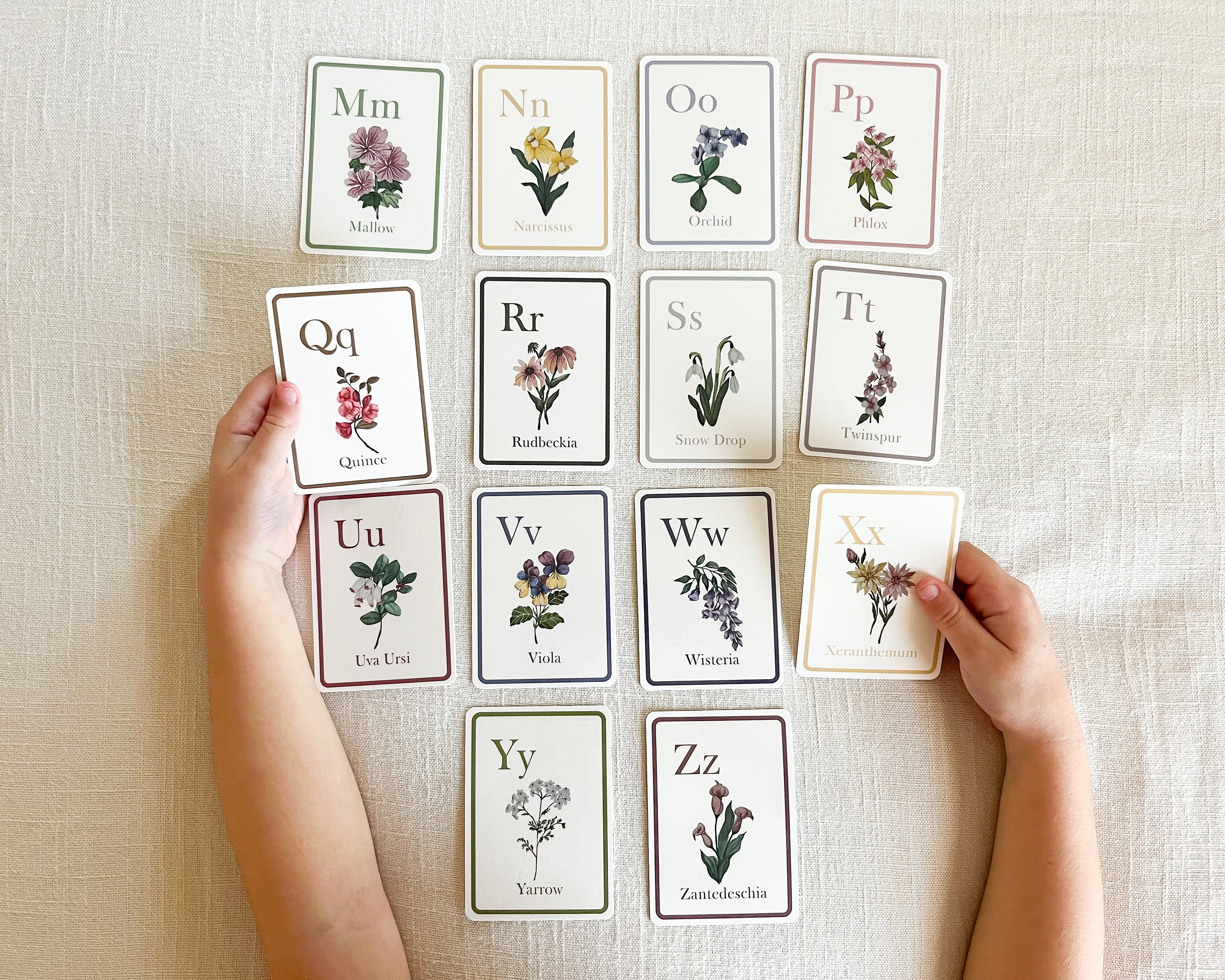 Floral Alphabet Flashcards, Set of Alphabet Flashcards, Flashcards for ...