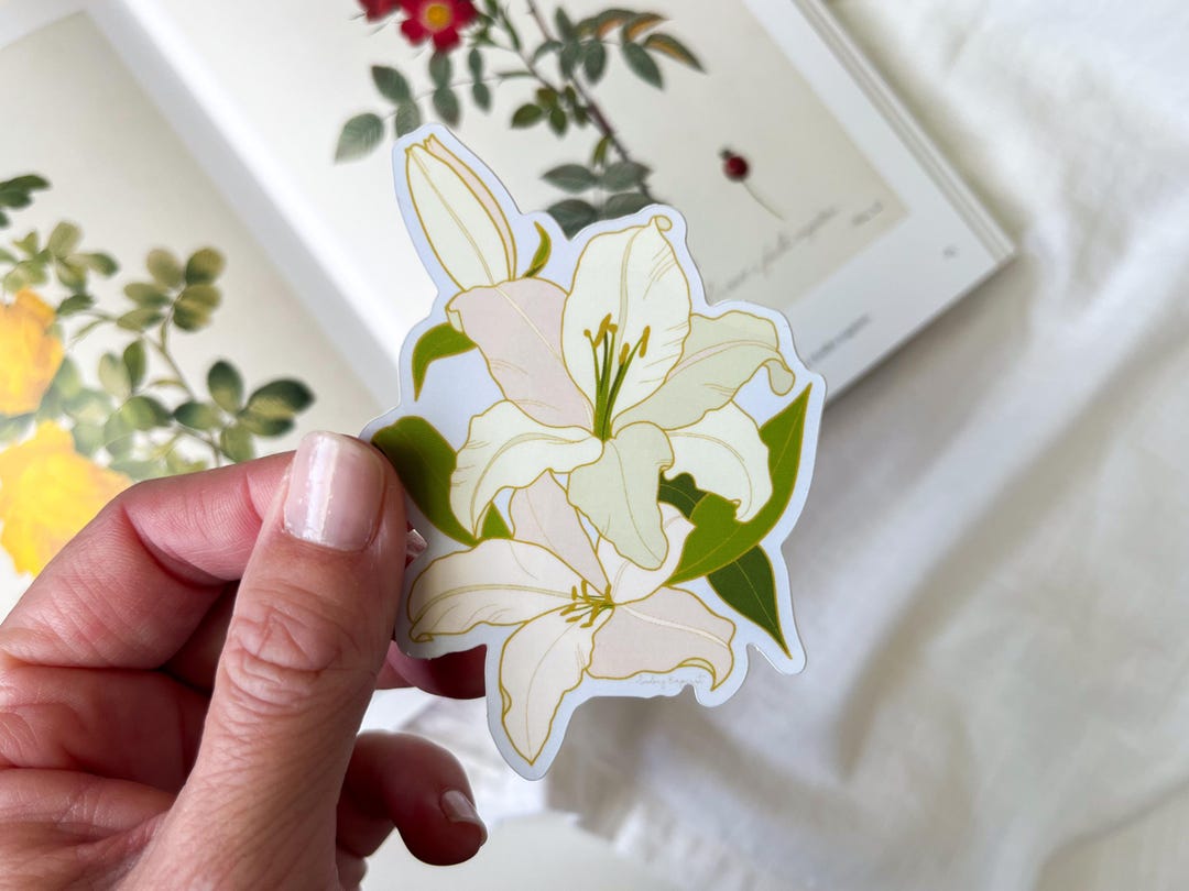 LILY FLORAL STICKER, Consider the Lilies Sticker, White Lilies Floral ...