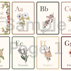 Floral Alphabet Flashcards DIGITAL DOWNLOAD, Printable Alphabet ...