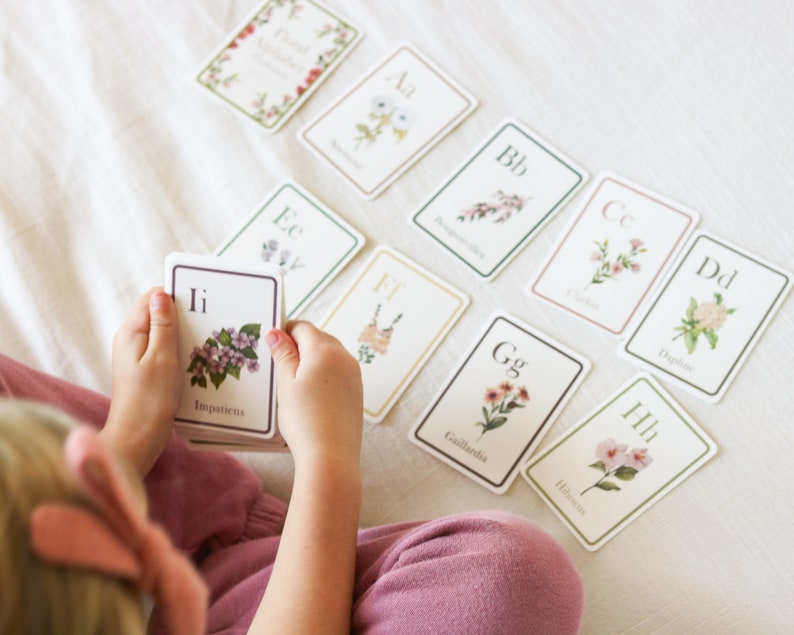 Floral Alphabet Flashcards DIGITAL DOWNLOAD, Printable Alphabet ...