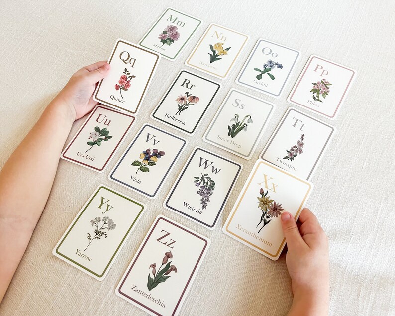 Floral Alphabet Flashcards DIGITAL DOWNLOAD, Printable Alphabet ...