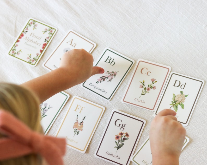 Floral Alphabet Flashcards, Set of Alphabet Flashcards, Flashcards for ...