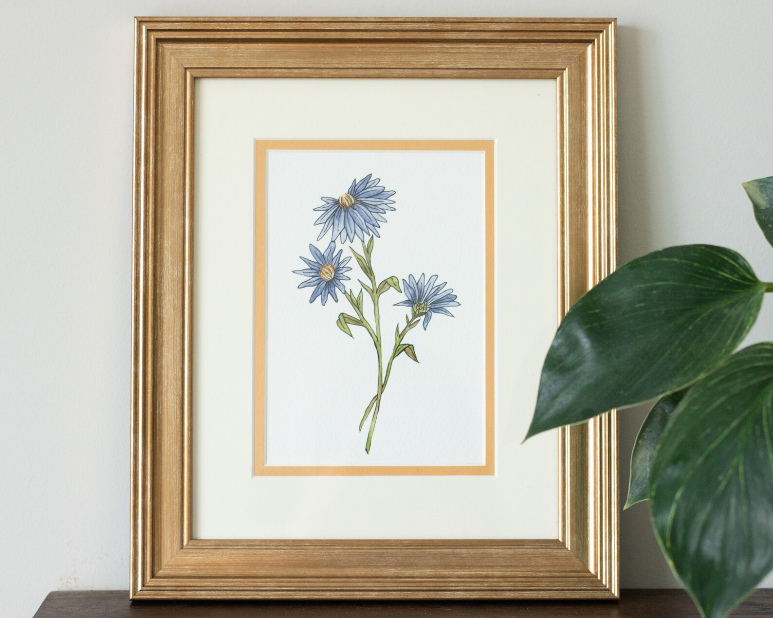 September Birth Flower Print, Watercolor Aster Painting, Watercolor ...