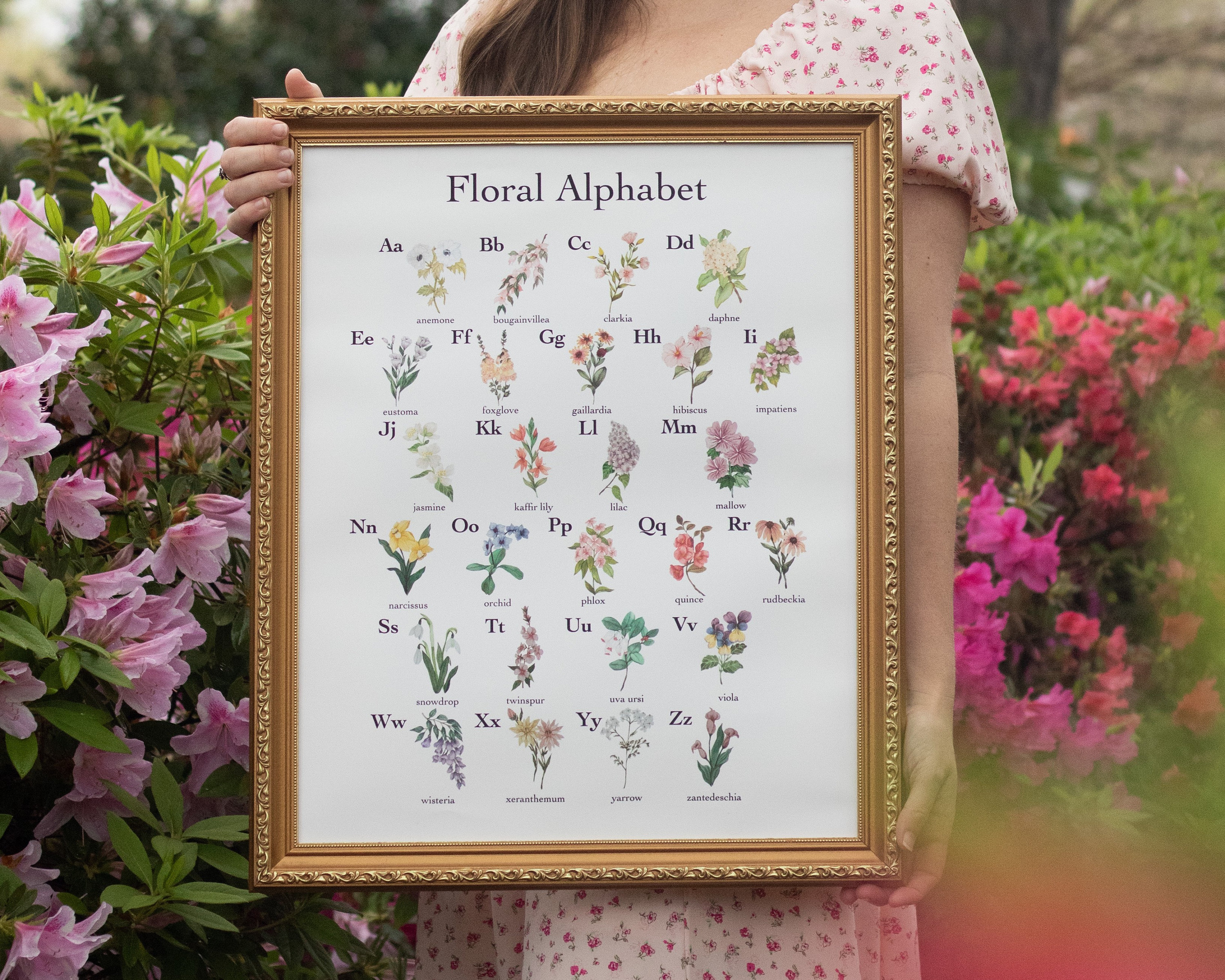 FLORAL ALPHABET Watercolor Flowers Alphabet Art Print - Etsy