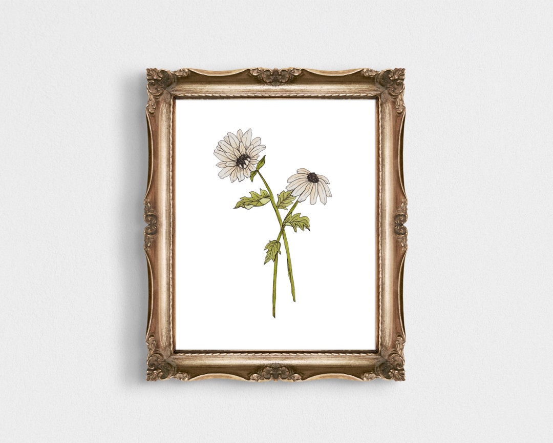 APRIL Birth Flower Print, Watercolor Daisy Painting, Watercolor Flower ...