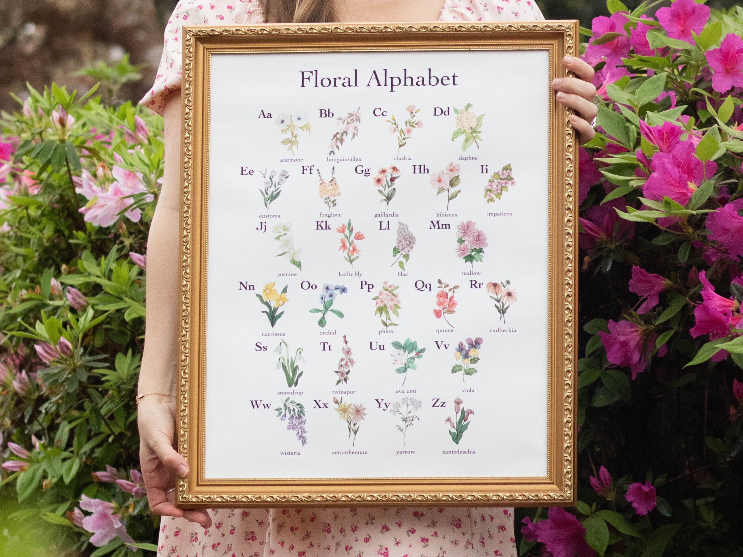 FLORAL ALPHABET, Watercolor Flowers, Alphabet Art Print, Alphabet in ...