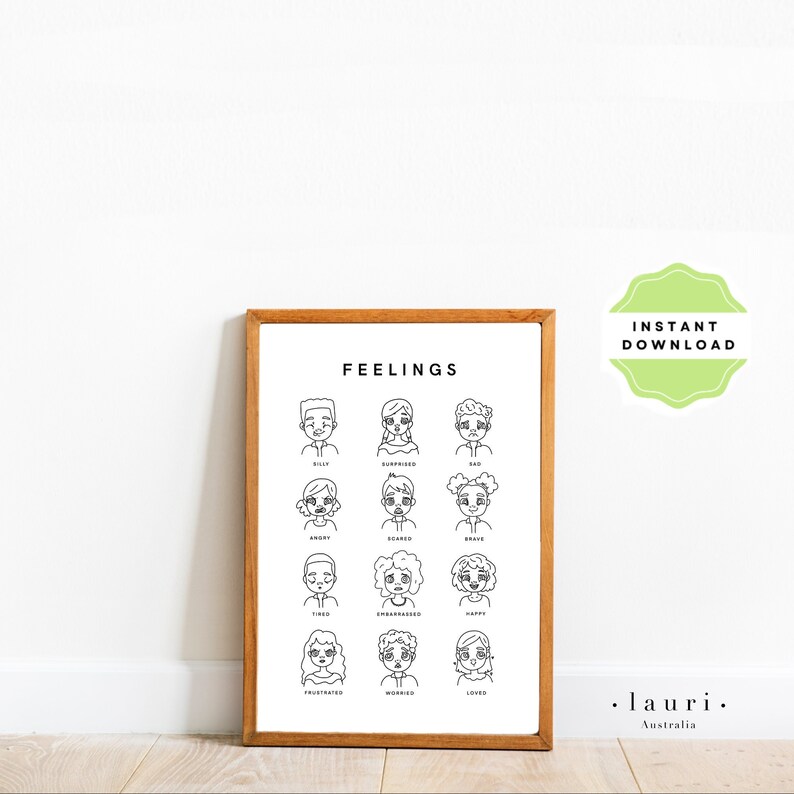 Feelings Poster, Emotions Chart, Muted Boho Classroom Decor, DIGITAL ...