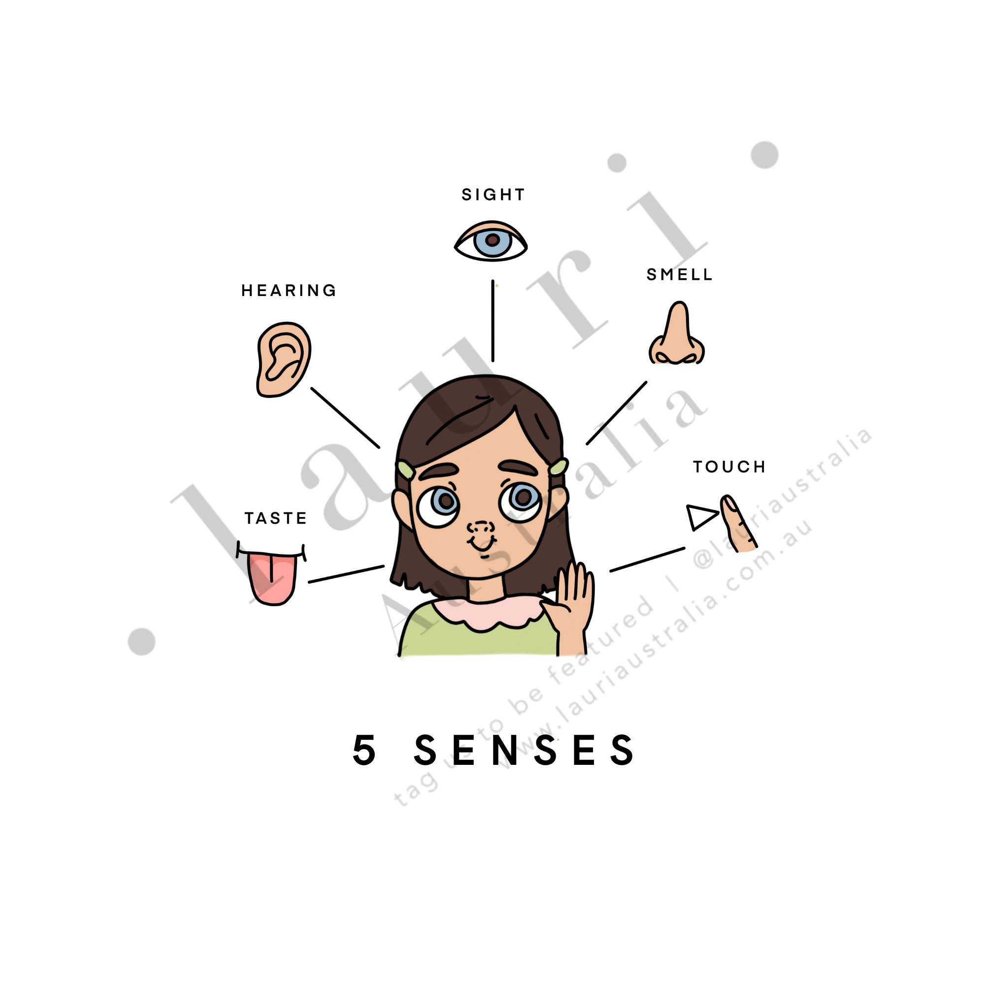 The 5 Senses Poster for Children, Educational Digital Download ...