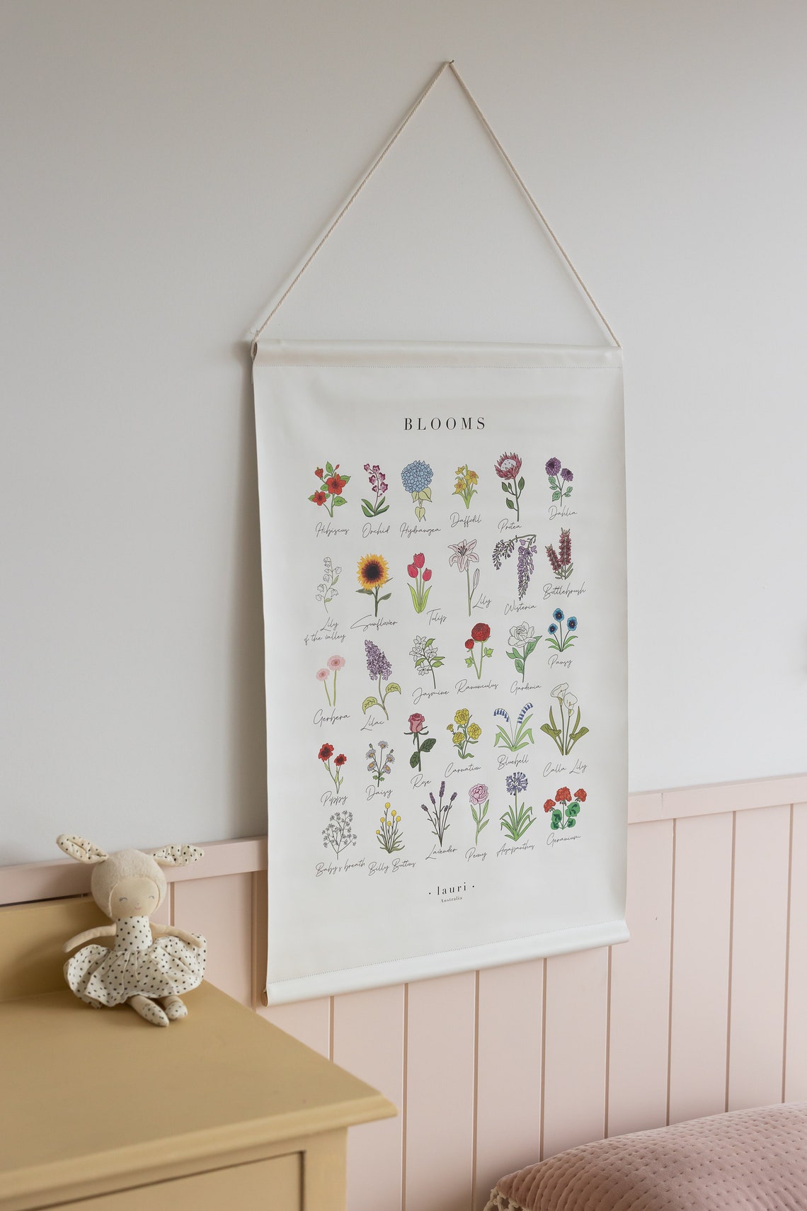 Vegan Leather Poster for Kids Nursery Blooms Flower or Animal - Etsy