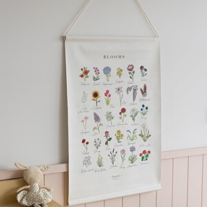 Vegan Leather Poster for Kids Nursery, Blooms Flower or Animal Alphabet ...