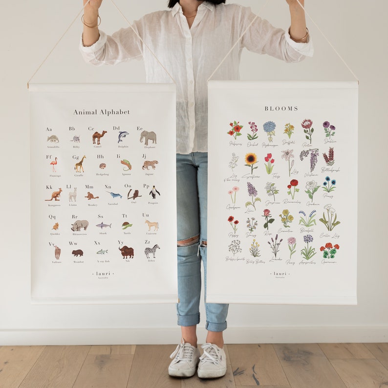 Vegan Leather Poster for Kids Nursery Blooms Flower or Animal - Etsy