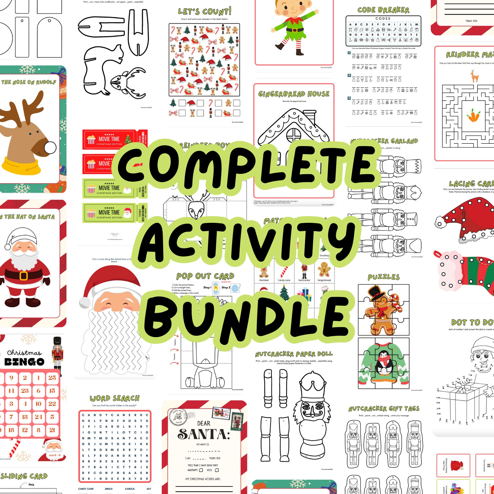 27 Printable Christmas Activity for Kids Bundle Advent Calendar Ideas ...