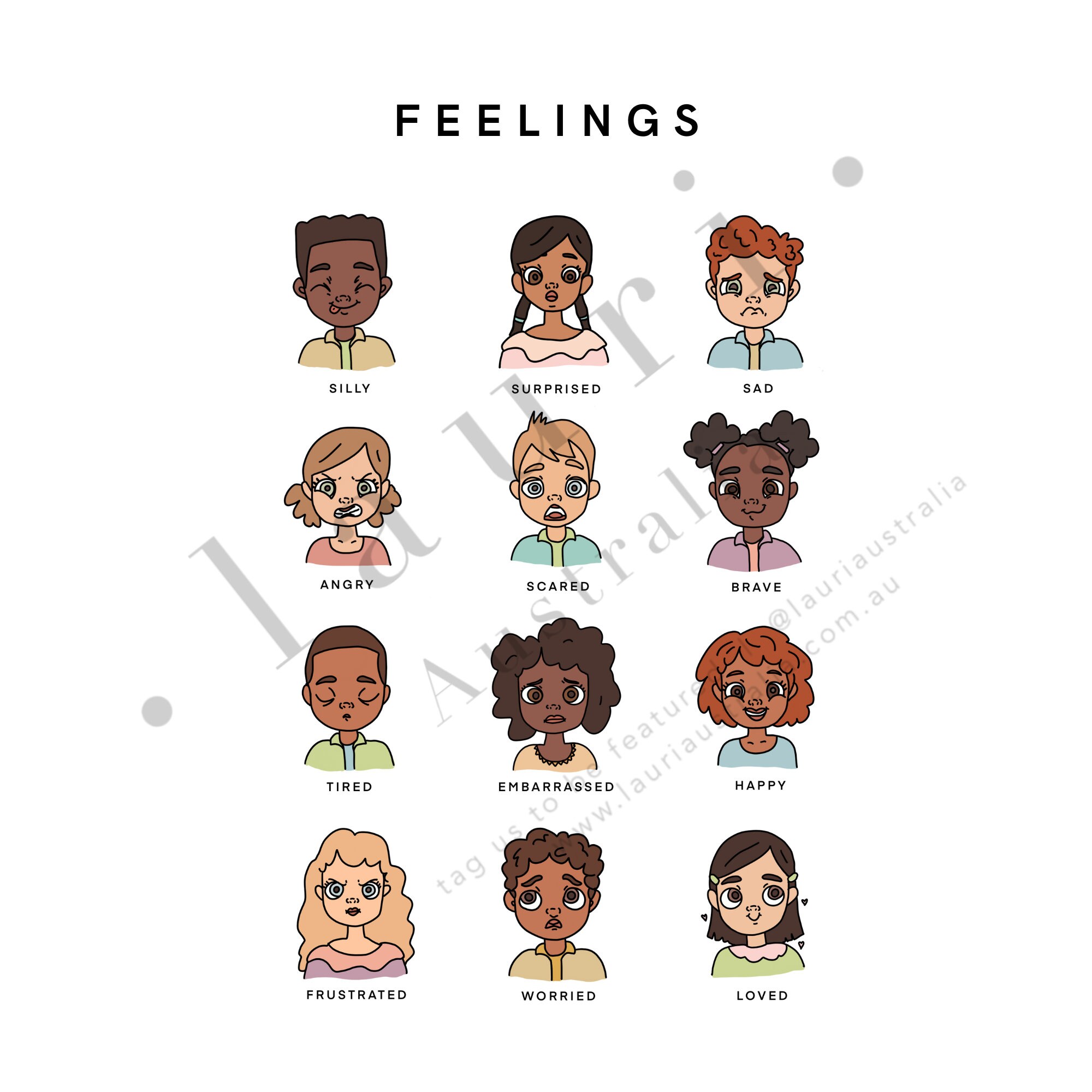Feelings Poster, Emotions Chart, Muted Boho Classroom Decor, DIGITAL ...