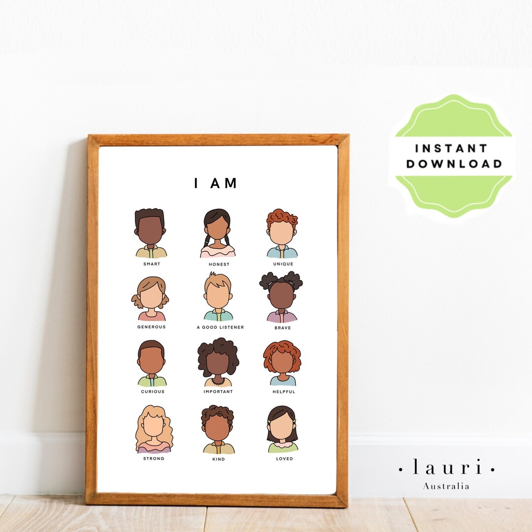 Positive Affirmations for Kids Printable Wall Art, Motivational Poster ...