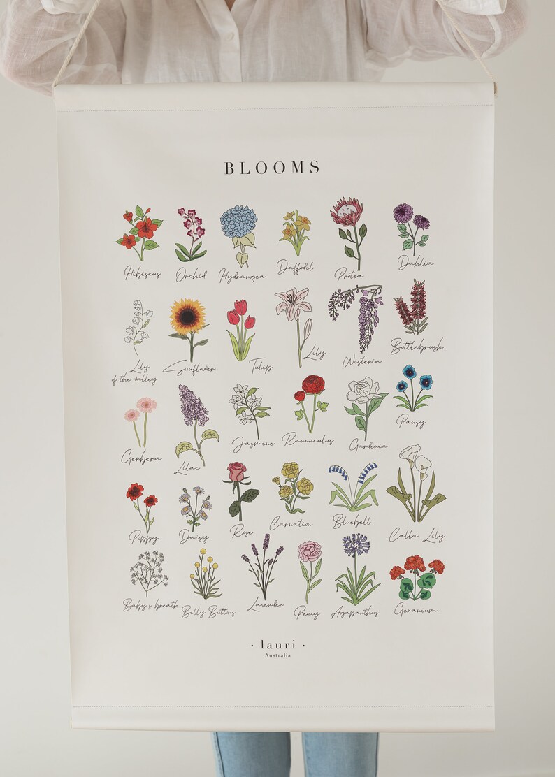 Vegan Leather Poster for Kids Nursery Blooms Flower or Animal - Etsy