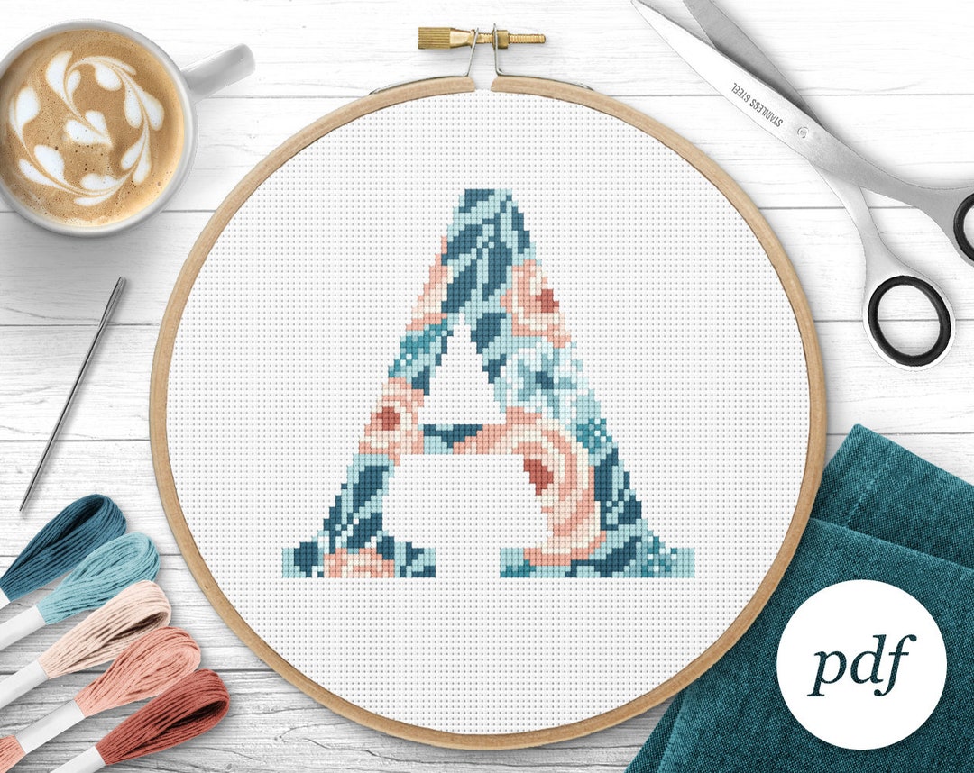 Letter A Monogram Cross Stitch Pattern, Instant Download PDF, Counted ...