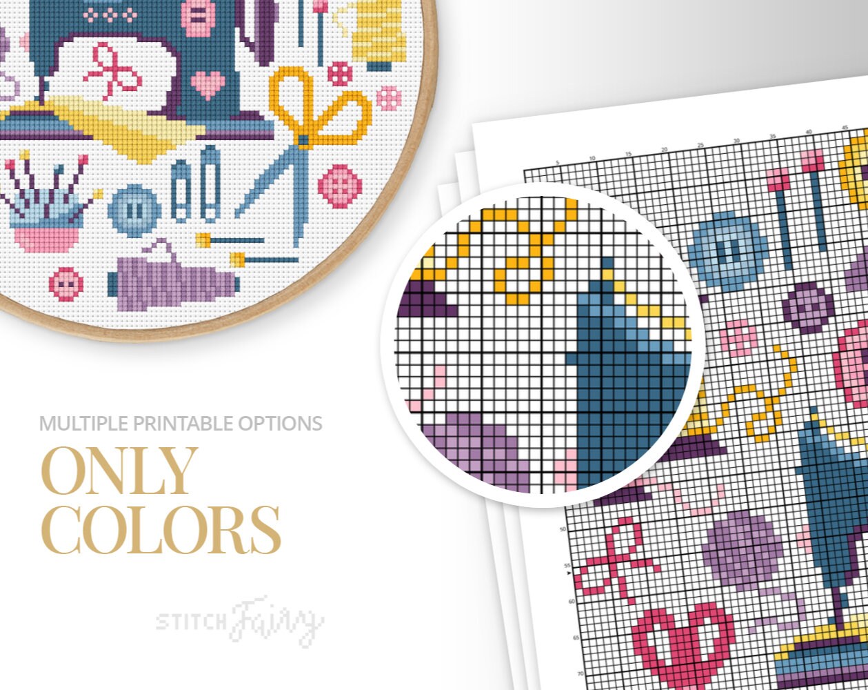 Sewing Cross Stitch Pattern Instant Download PDF Counted - Etsy UK