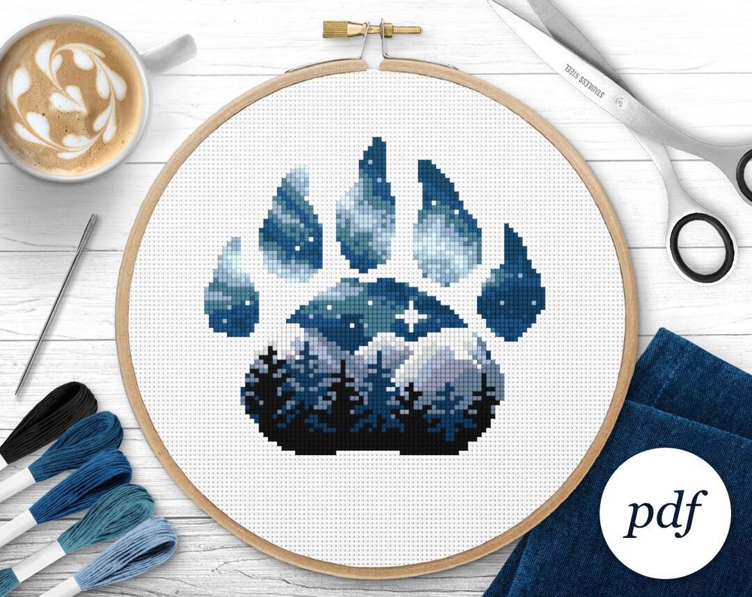 Paw Cross Stitch Pattern, Instant Download PDF, Counted Cross Stitch ...