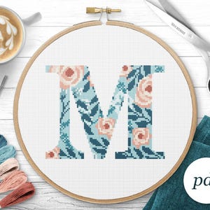 Letter M Monogram Cross Stitch Pattern, Instant Download PDF, Counted ...