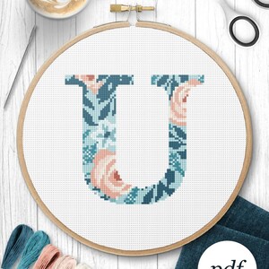 Letter U Monogram Cross Stitch Pattern, Instant Download PDF, Counted ...