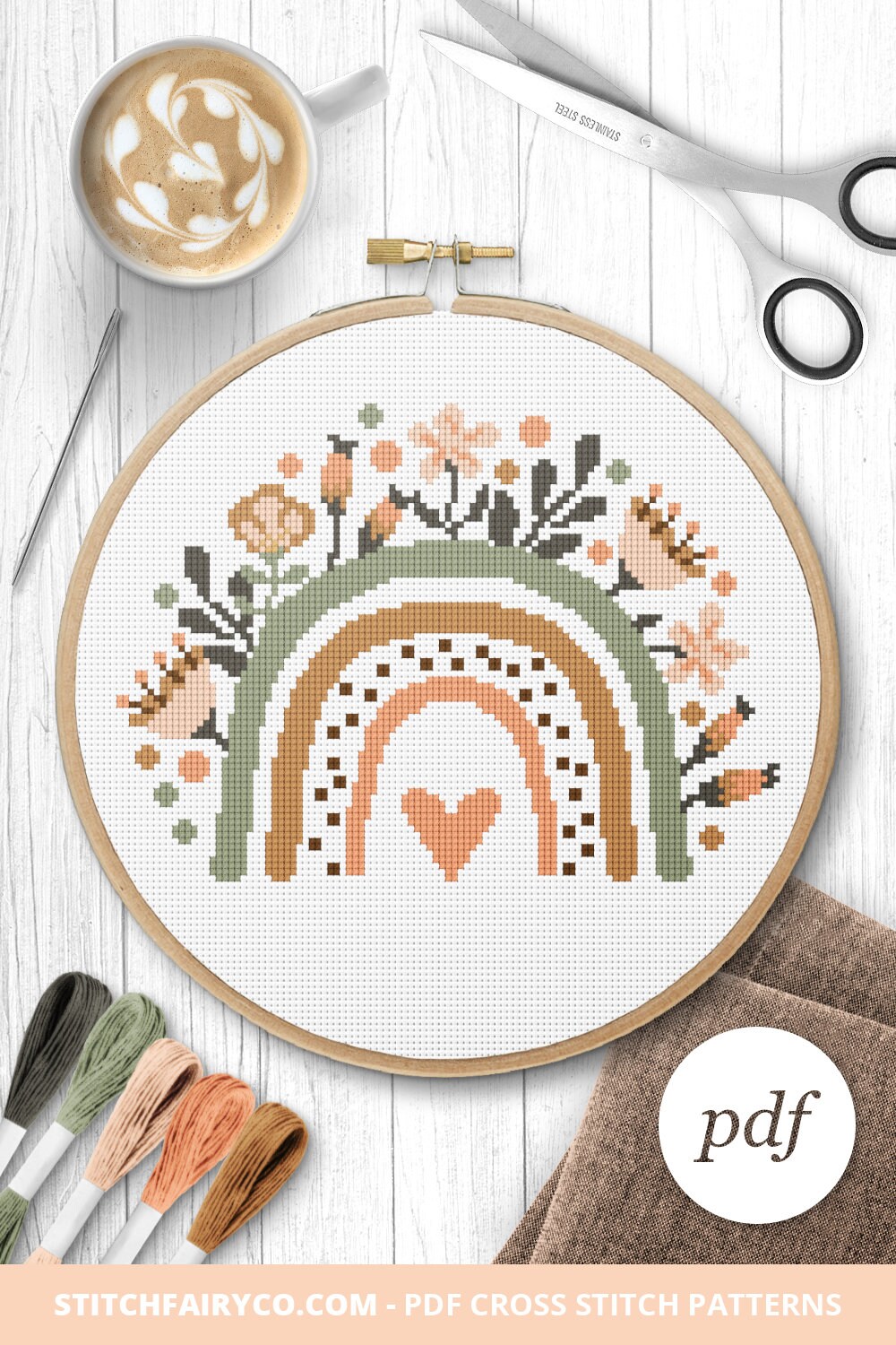 Boho Flower Rainbow Cross Stitch Pattern Instant Download - Etsy
