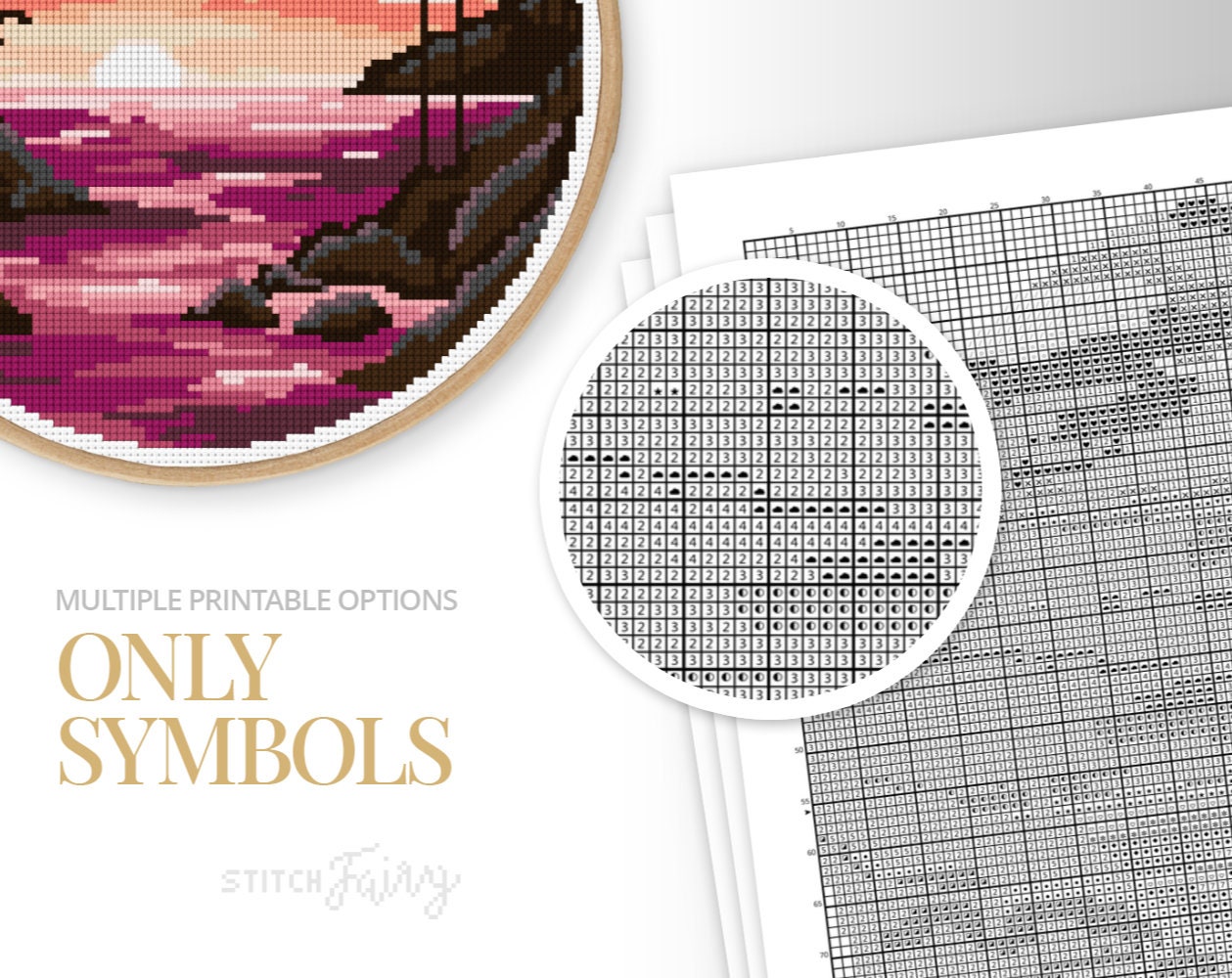 Ocean Sunset Cross Stitch Pattern Instant Download PDF - Etsy