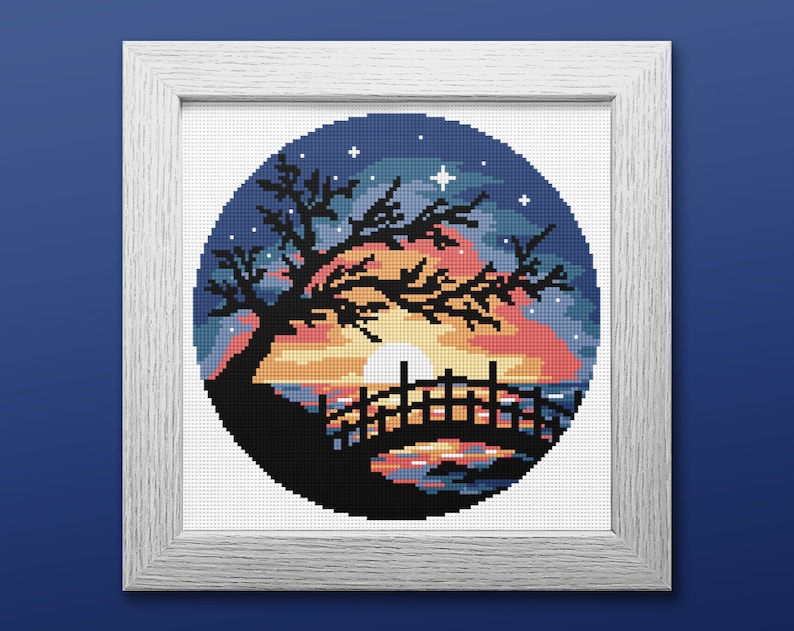 Bridge Landscape Cross Stitch Pattern, Instant Download PDF, Counted ...