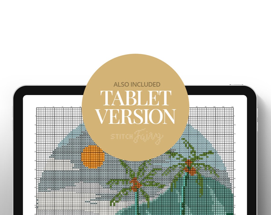 Tropical Seashore Cross Stitch Pattern, Instant Download PDF, Counted ...