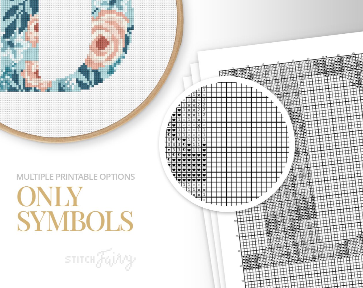 Letter D Monogram Cross Stitch Pattern, Instant Download PDF, Counted ...