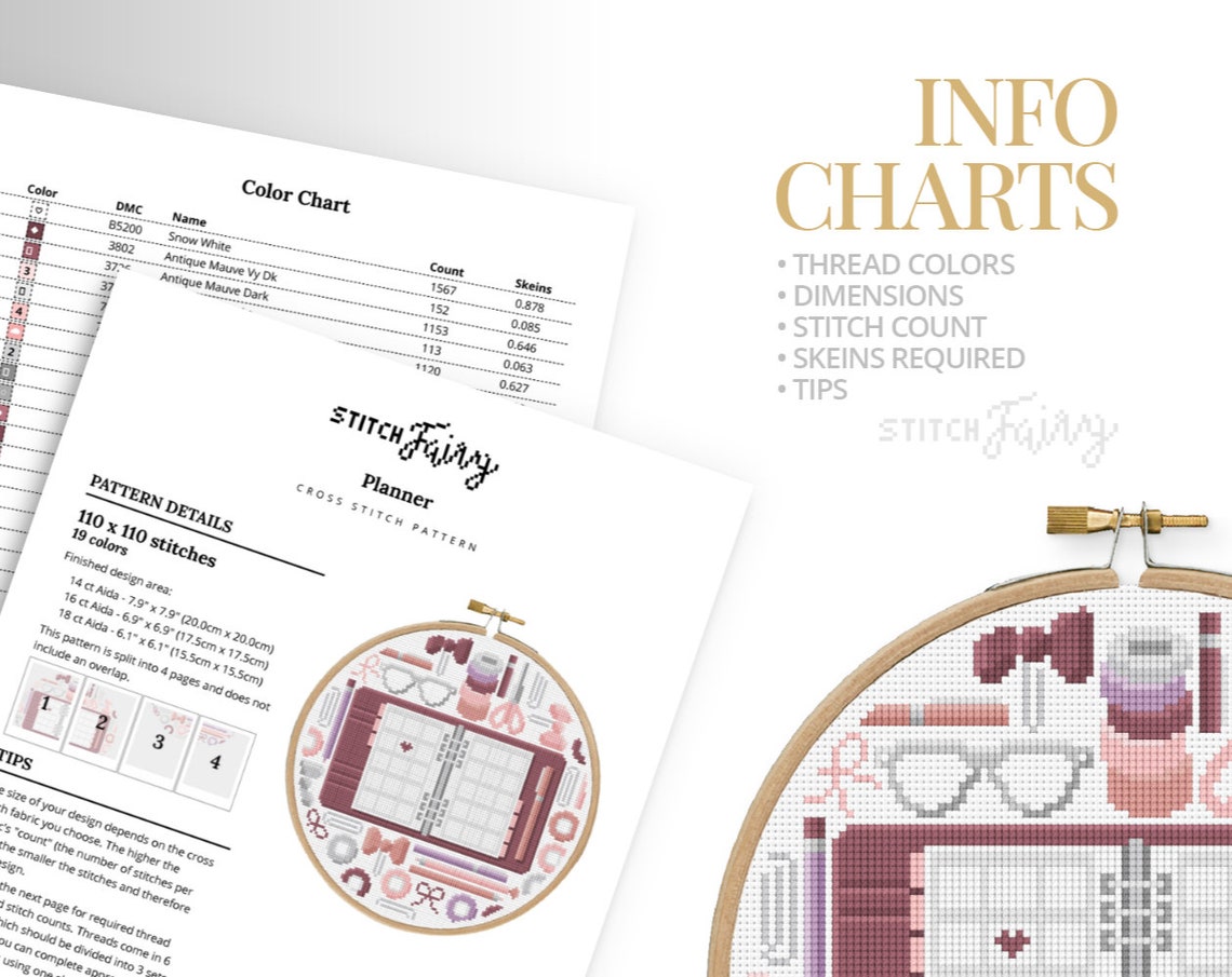 Planner Cross Stitch Pattern Planner Pattern Stationery - Etsy