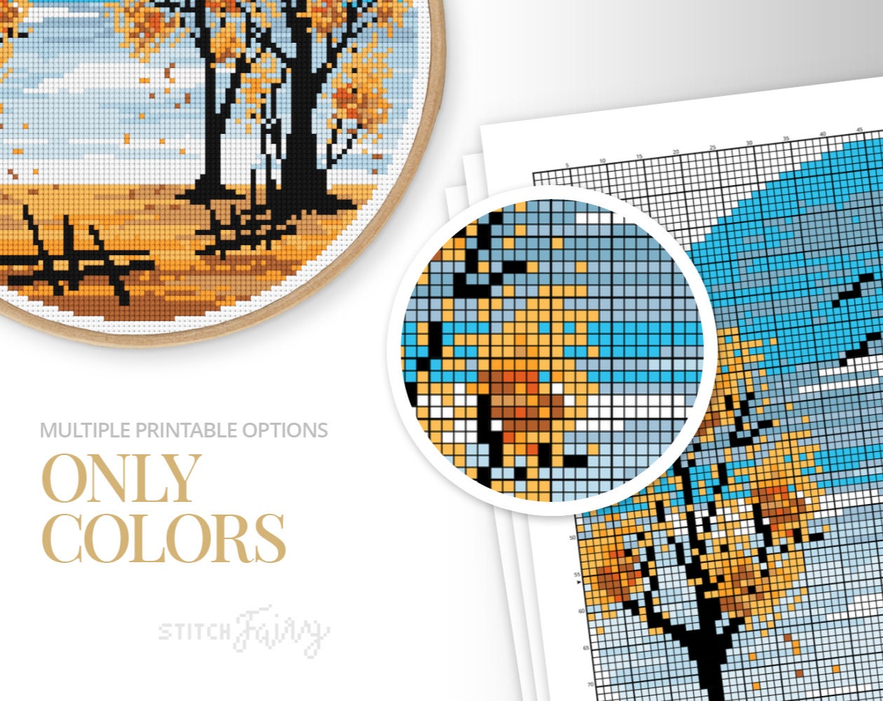 Autumn Trees Cross Stitch Pattern, Instant Download PDF, Counted Cross ...