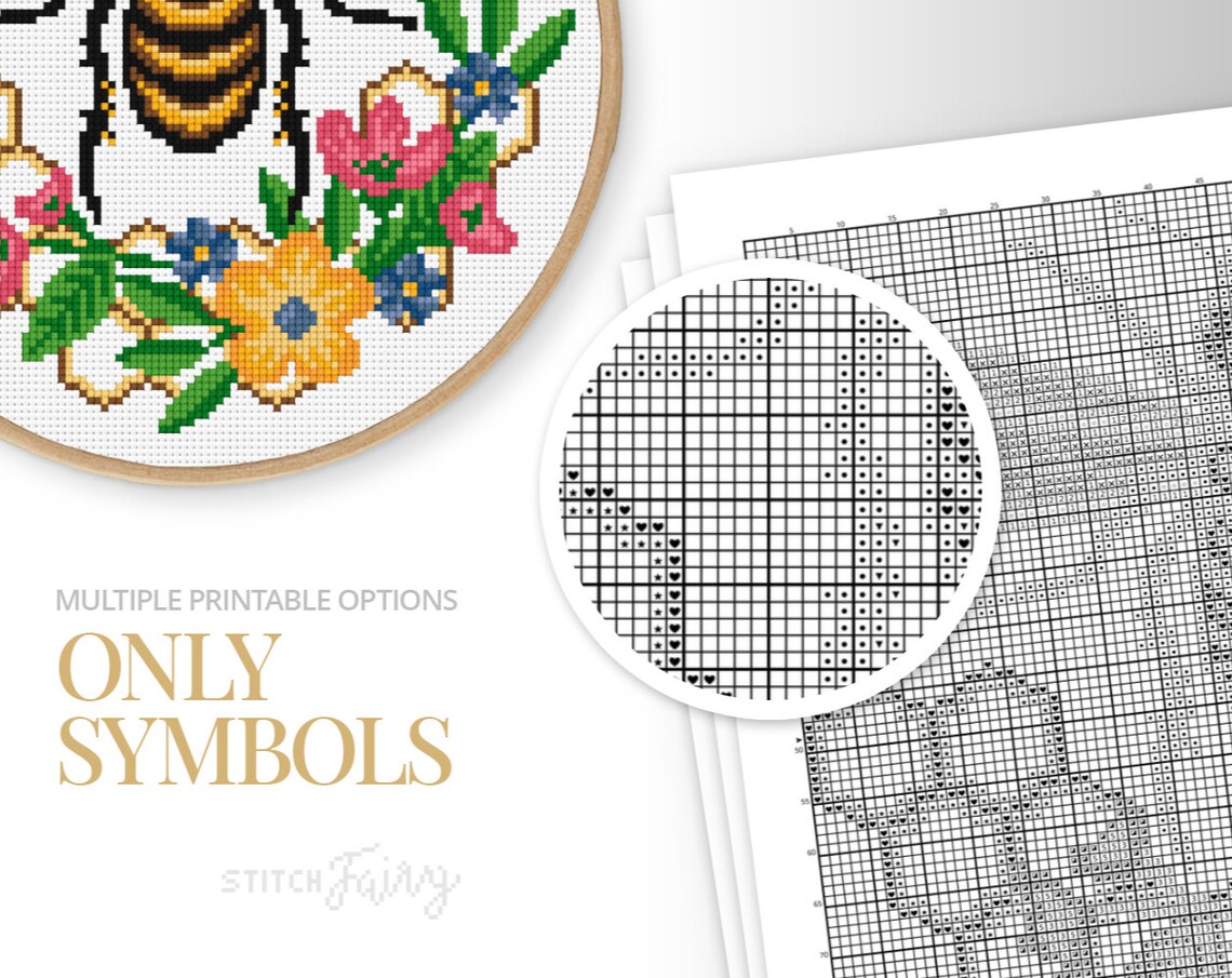 Bee Cross Stitch Pattern Instant Download PDF Counted Cross | Etsy