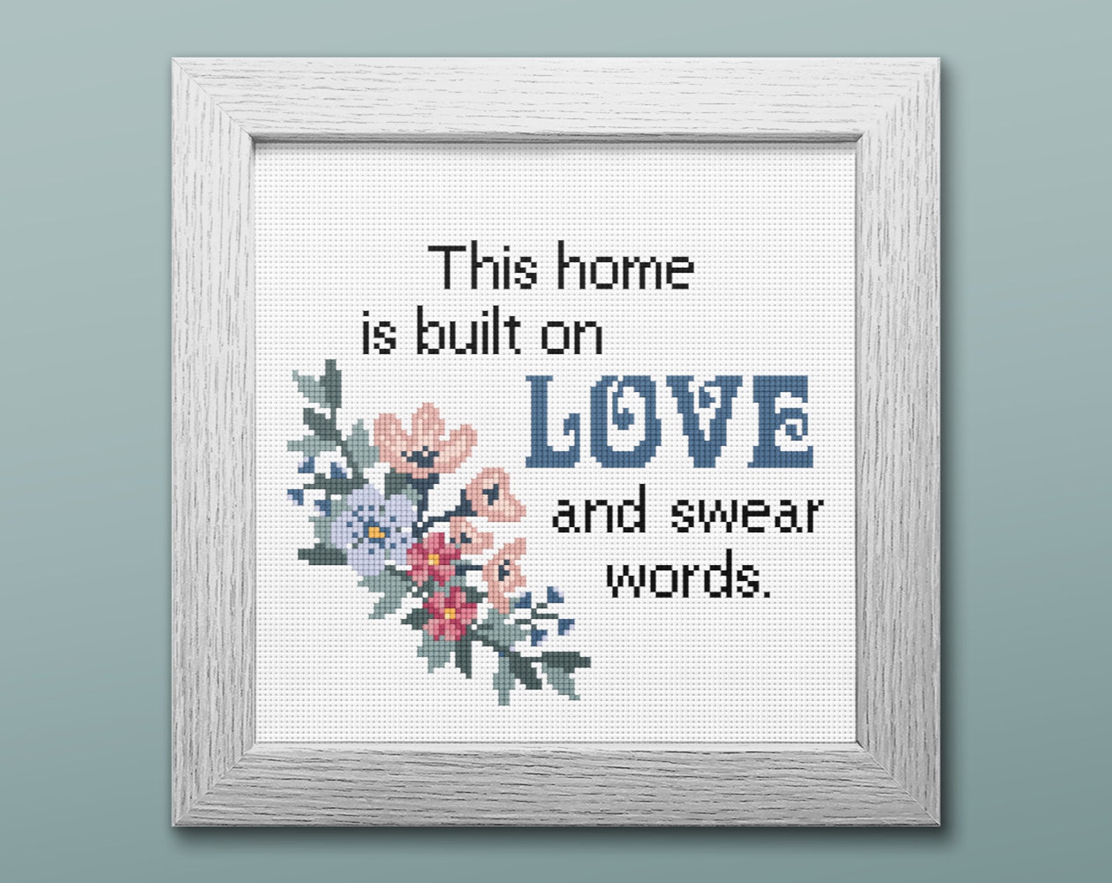 This Home is Built on Love Cross Stitch Pattern, Instant Download PDF ...