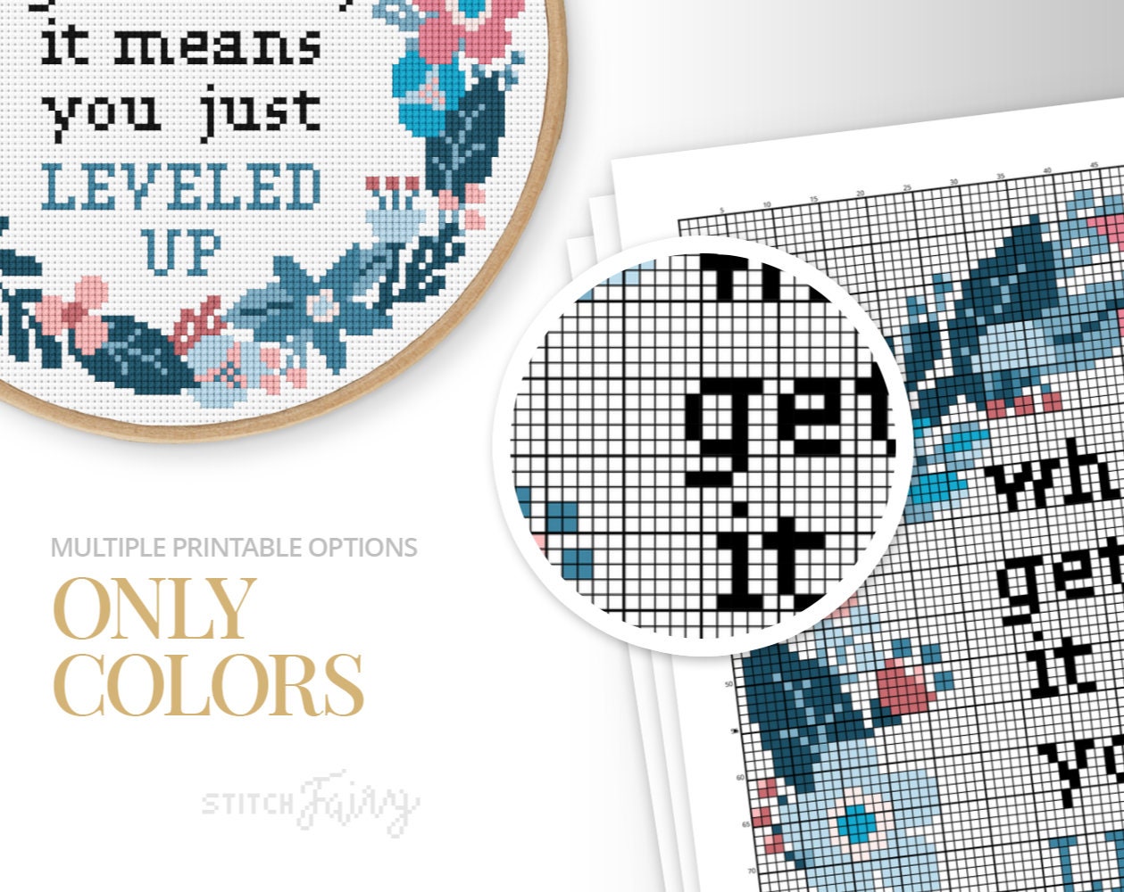 Leveled up Cross Stitch Pattern, Instant Download PDF, Counted Cross ...