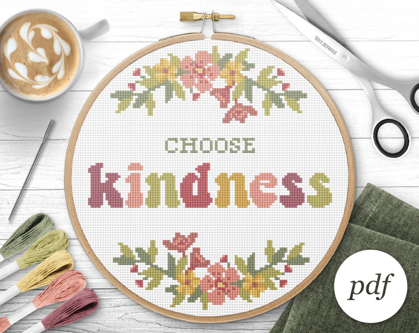 Choose Kindness Cross Stitch Pattern, Instant Download PDF, Counted ...