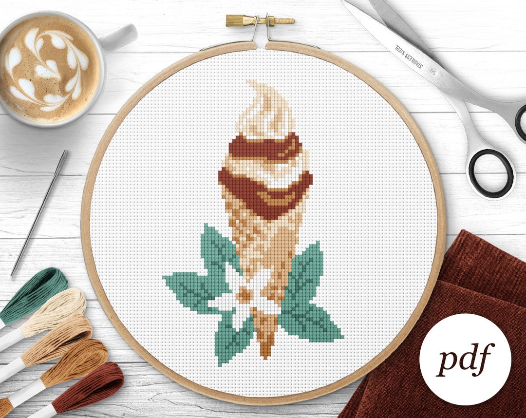 Ice Cream Cone Cross Stitch Pattern, Instant Download PDF, Counted ...