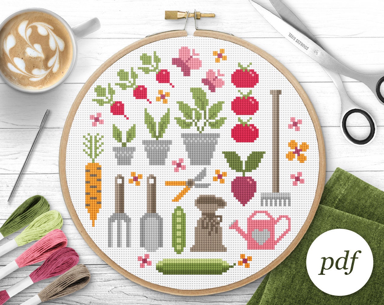 Gardening Cross Stitch Pattern Instant Download PDF Counted | Etsy