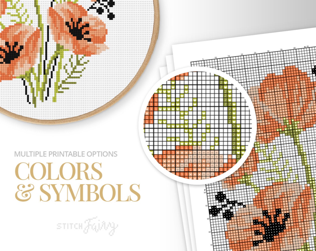 Poppies Cross Stitch Pattern Instant Download PDF Counted - Etsy