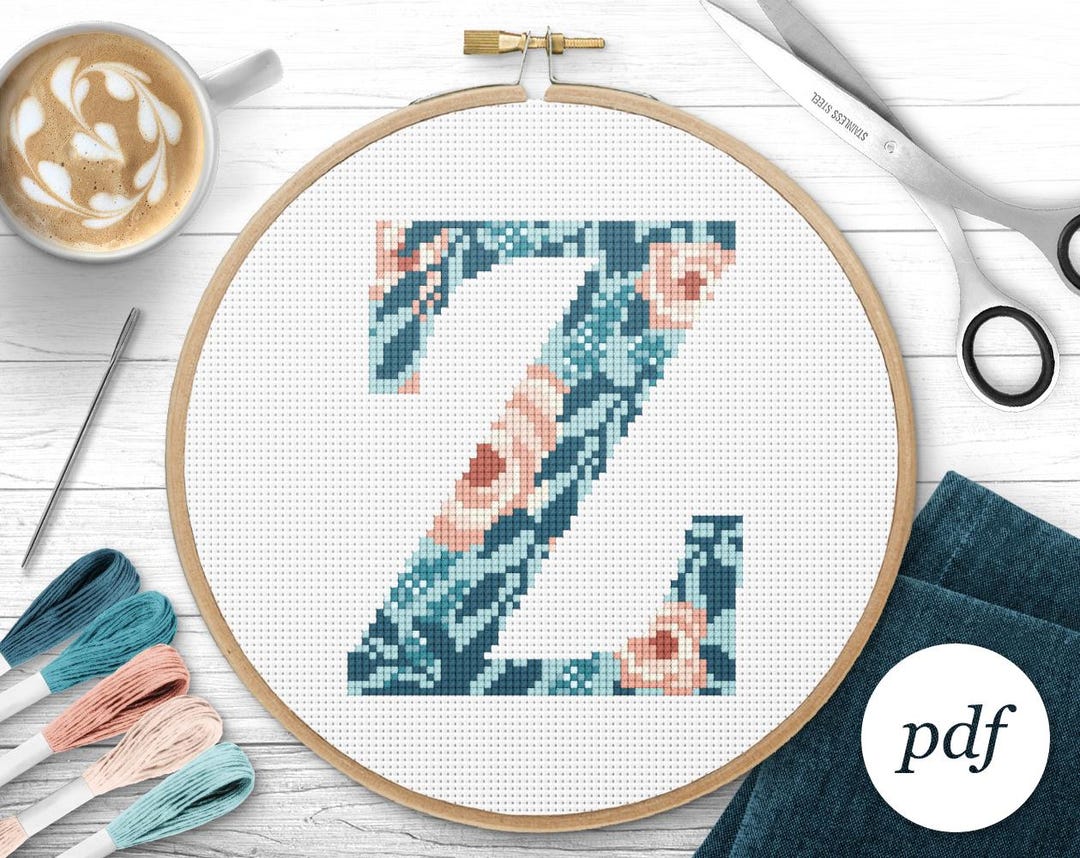 Letter Z Monogram Cross Stitch Pattern, Instant Download PDF, Counted ...