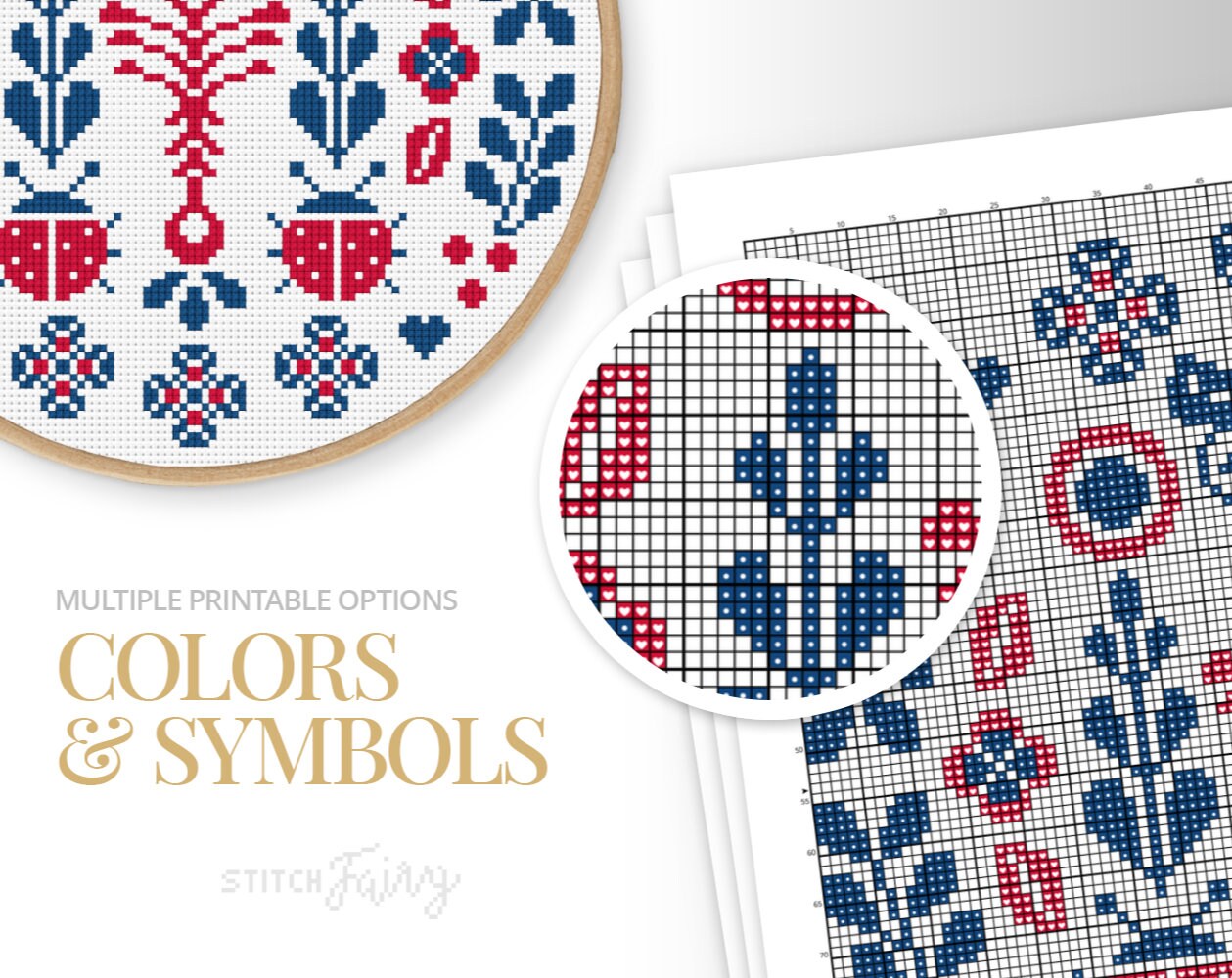 Folk Cross Stitch Pattern Instant Download PDF Counted Cross | Etsy