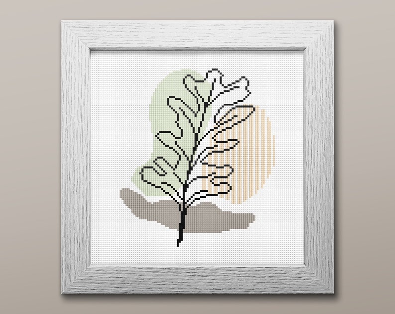 Leaf Outline Cross Stitch Pattern, Instant Download PDF, Counted Cross ...