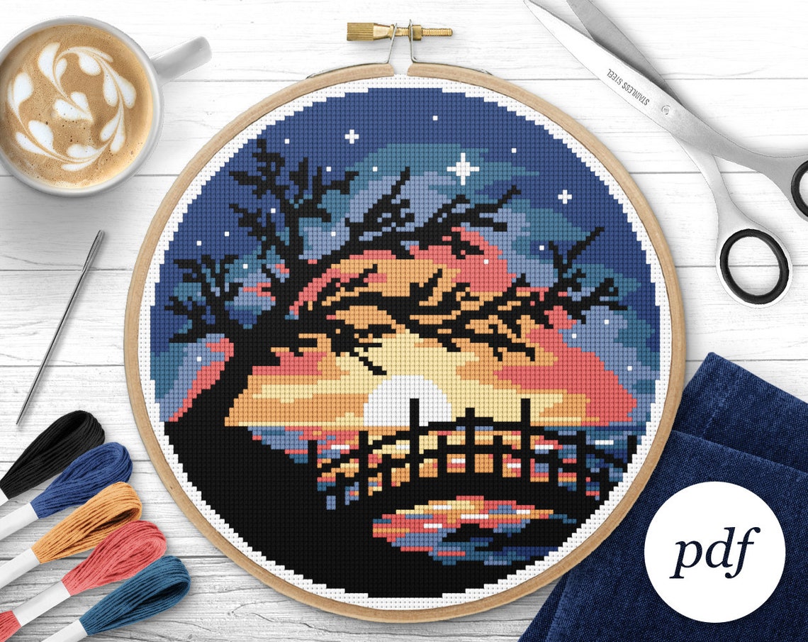 Bridge Landscape Cross Stitch Pattern Instant Download PDF - Etsy