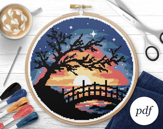 Bridge Landscape Cross Stitch Pattern Instant Download PDF - Etsy