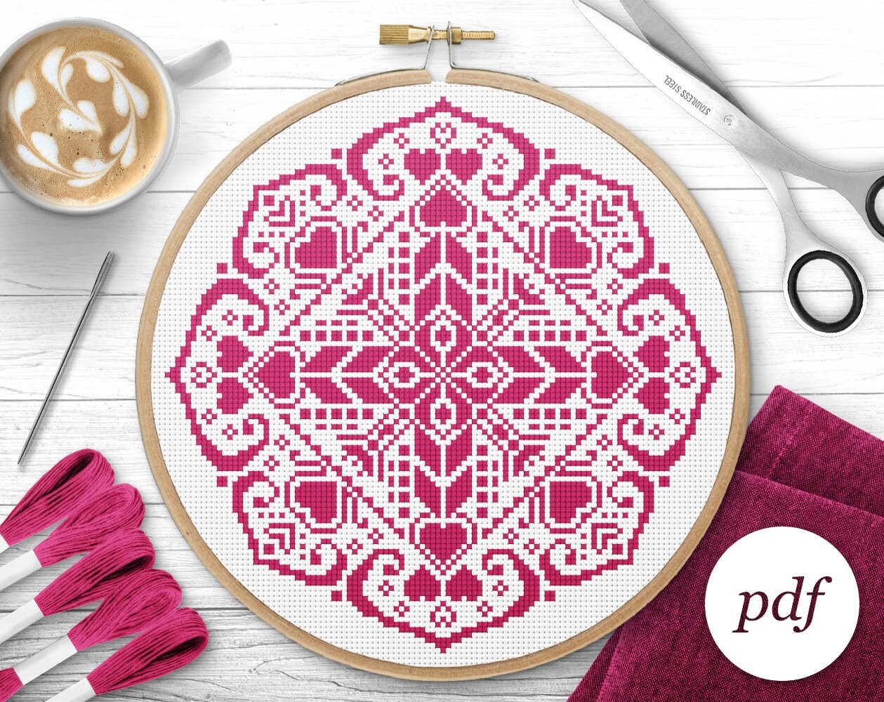 Mandala Cross Stitch Pattern Instant Download PDF Counted | Etsy