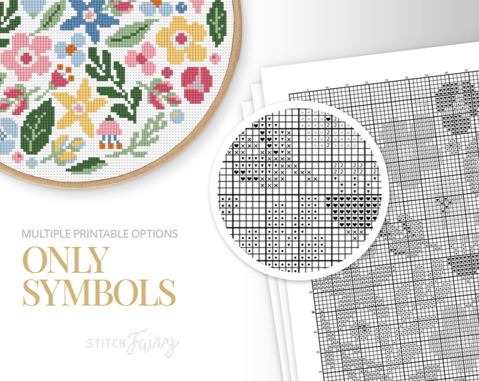 Floral Cross Stitch Pattern, Instant Download PDF, Counted Cross Stitch ...