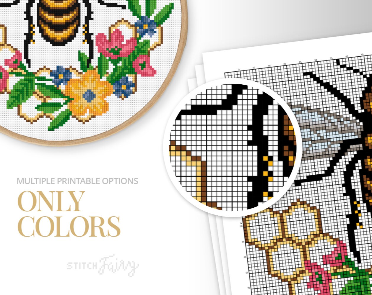 Bee Cross Stitch Pattern, Instant Download PDF, Counted Cross Stitch ...