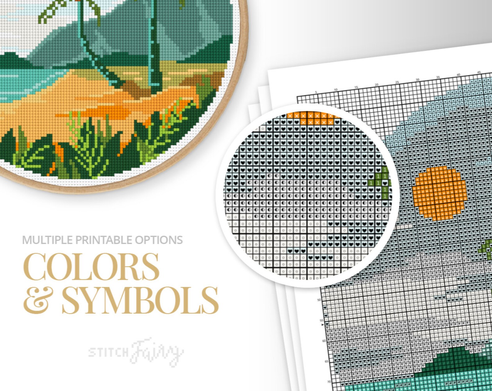 Tropical Seashore Cross Stitch Pattern, Instant Download PDF, Counted ...