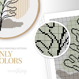 Leaf Outline Cross Stitch Pattern, Instant Download PDF, Counted Cross ...