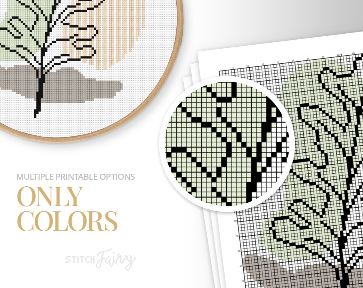 Leaf Outline Cross Stitch Pattern Instant Download PDF | Etsy