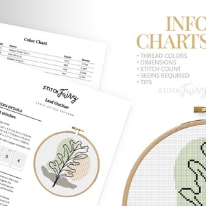 Leaf Outline Cross Stitch Pattern, Instant Download PDF, Counted Cross ...